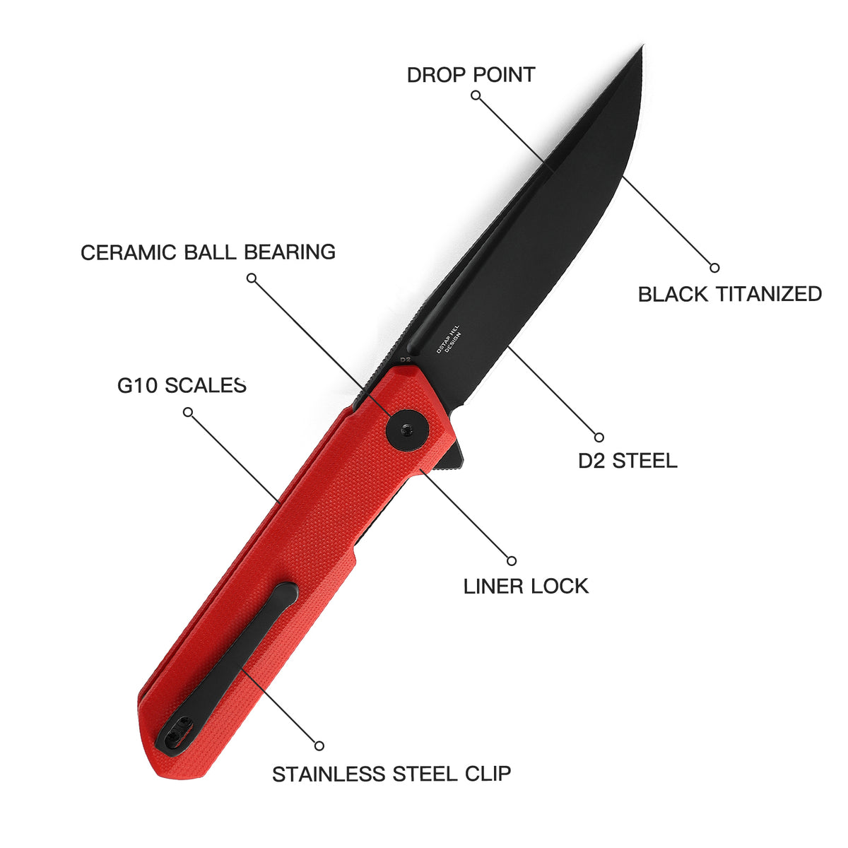 BESTECHMAN DUNDEE BMK01L: 3.35" D2 Steel Blade, G10 Scales, Liner Lock