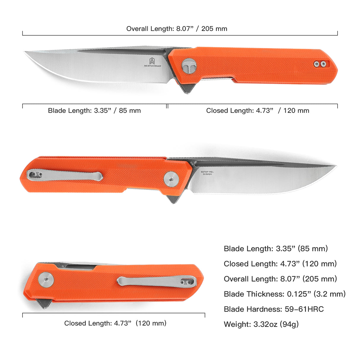 BESTECHMAN DUNDEE BMK01H Pocket Folder Folding EDC Knife